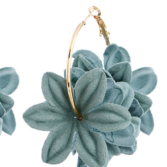 Jewelry | Lulu Aqua Teal Petal Trendy Hoop Earrings | Poshmark